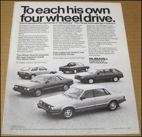1983 Subaru Cars Print Ad Automobile Advertisement Vintage Hatchback ...
