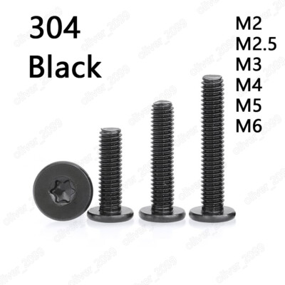 Black 304 Stainless Steel Torx Socket Utrathin Flat Head Screws M2 M3 ...