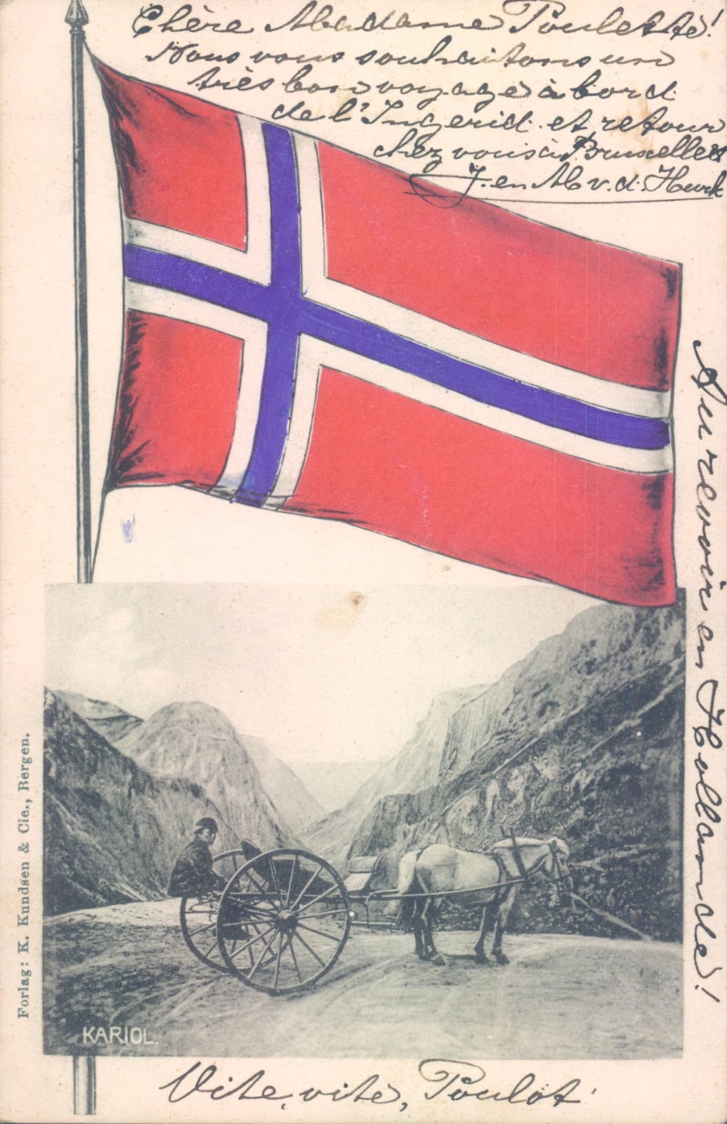 NORWAY National flag litho PC 1900s - see back | eBay
