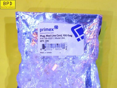 100x Pack Modular 6 Position 4 Conductor Plugs Model 266 PRIMEX 135 ...
