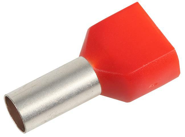CORD END DUAL ENTRY 2X 10MM RED 25/PK - TERMINALS - CONNECTORS ...