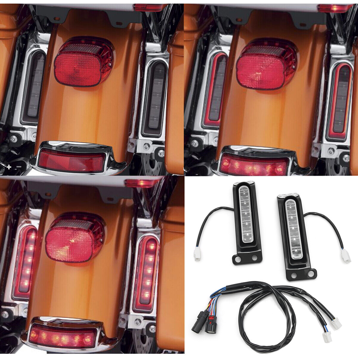 Auxiliary LED Run/Brake/Turn Lamps rear fender light for harley FLHTCU ...