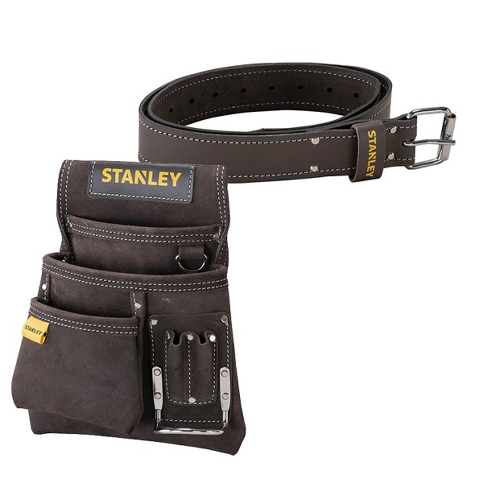 Stanley Leather Tool Belt Trade Workmans Tool Apron and Tool Pouch ...