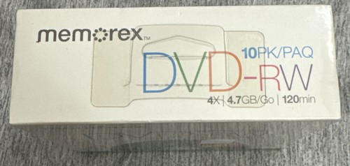 Memorex NEW SEALED 10pk DVD + RW 4X 4.7 GB 120 Min Rewritable in jewel ...