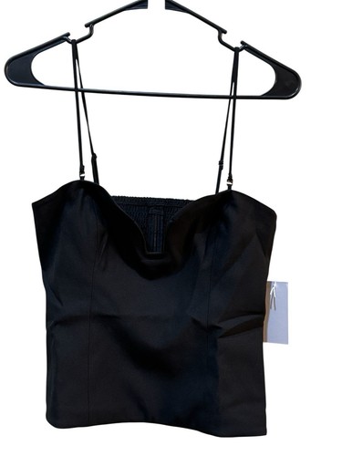 Reformation Black Smocked Blouse Camisole Sweetheart Neckline Size 8 ...