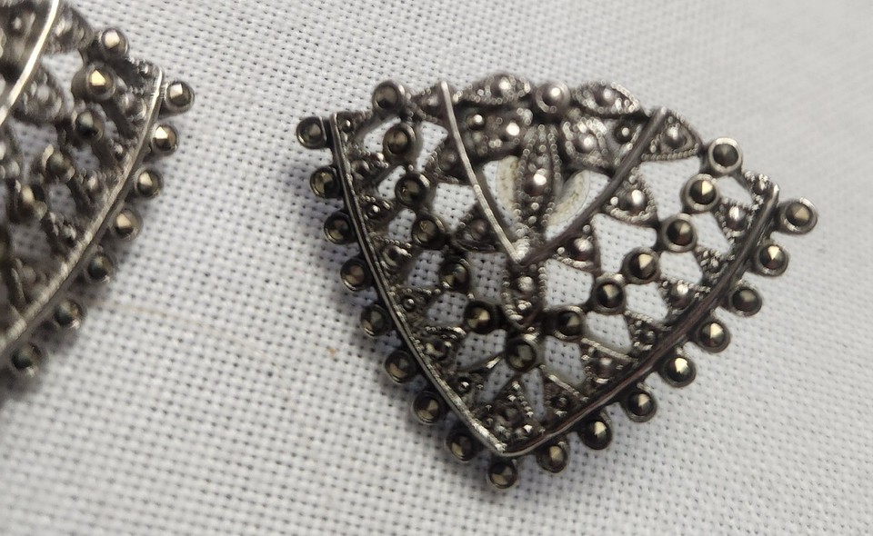 Glamorous vintage silver tone and marcasite EARRINGS | eBay