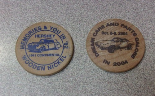 Hershey Pa. Region Car Show Fall Meet Token Wooden Nickels Vtg Lot of ...