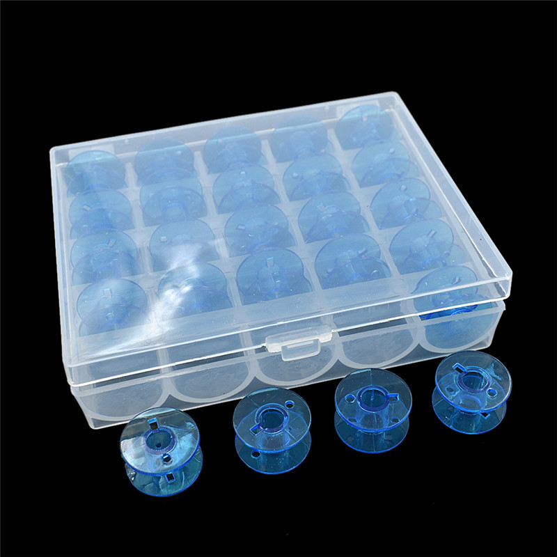 25pcs Plastic Clear Singer Bobbin Sewing Machine Bobbins Spool With Box ...