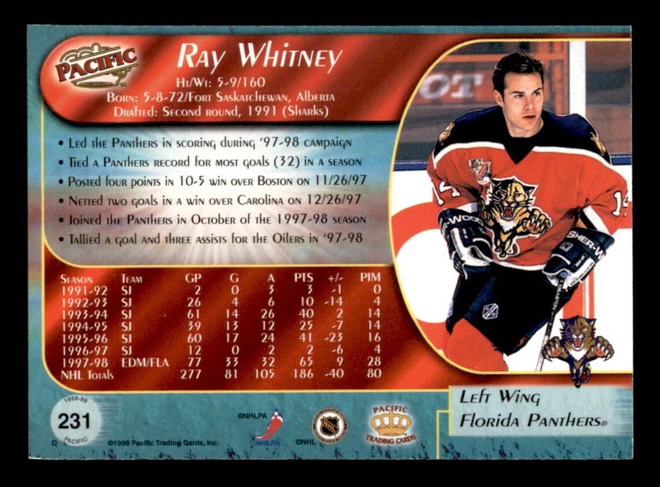 1998-99 Pacific Hockey Red #231 Ray Whitney Florida Panthers | eBay