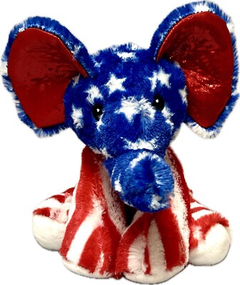 7” Plushology US Flag Elephant Plush Toy Stars Stripes Patriotic ...
