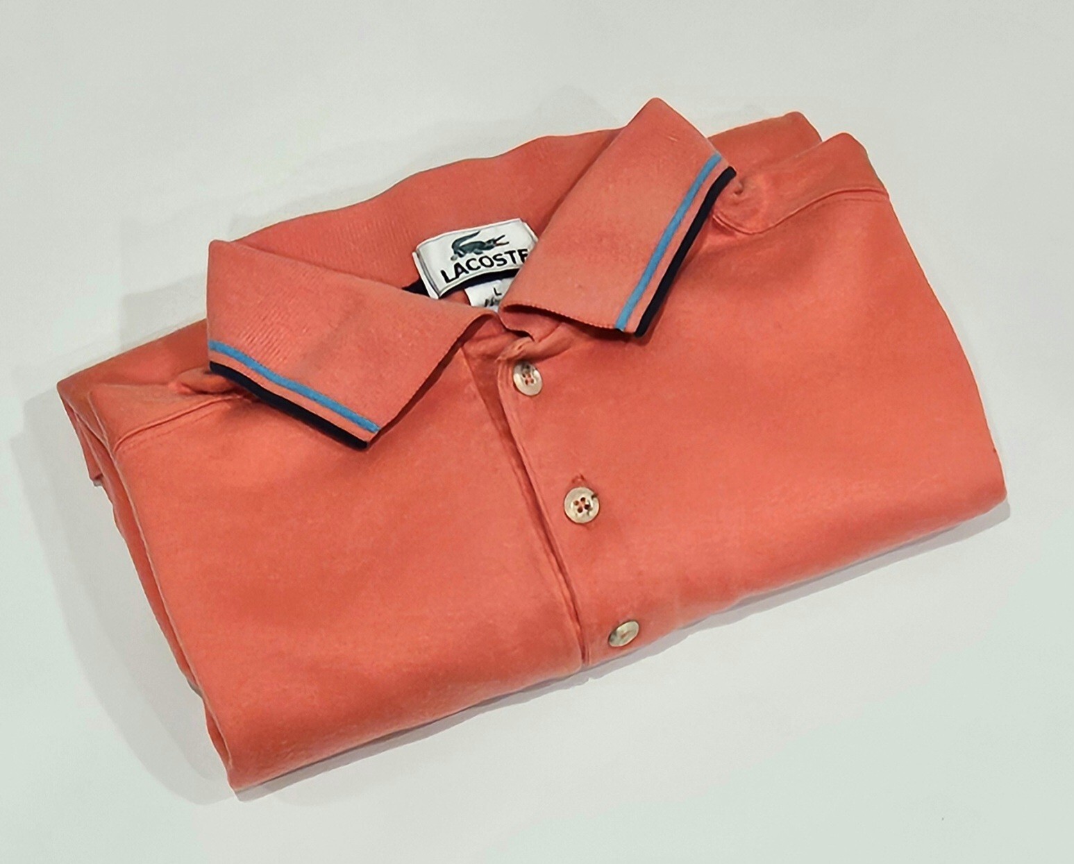 Vintage Lacoste Polo Shirt Pink Salmon Patron Made in USA 80s Mens L | eBay