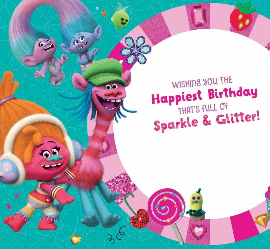 Official TROLLS BIRTHDAY CARDS or Gift Wrap Relations 4th 5th 6th 7th ...