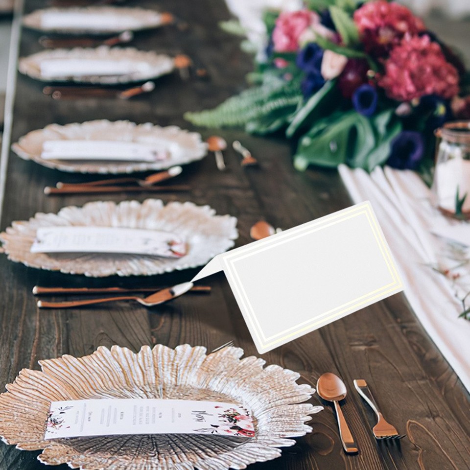 100 Pcs Delicate Foldable Place Cards Paper for Wedding Dining Table ...