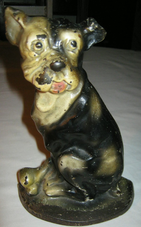 ANTIQUE CREATIONS CO. MUTT & BONE CAST IRON WHIMSICAL TERRIER DOG ART ...