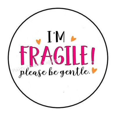 30 I'M FRAGILE PLEASE BE GENTLE ENVELOPE SEALS LABELS STICKERS 1.5 ...
