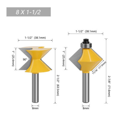 Edge Banding Router Bit Set V-Design 90 Degree Tongue & Groove - 8mm ...