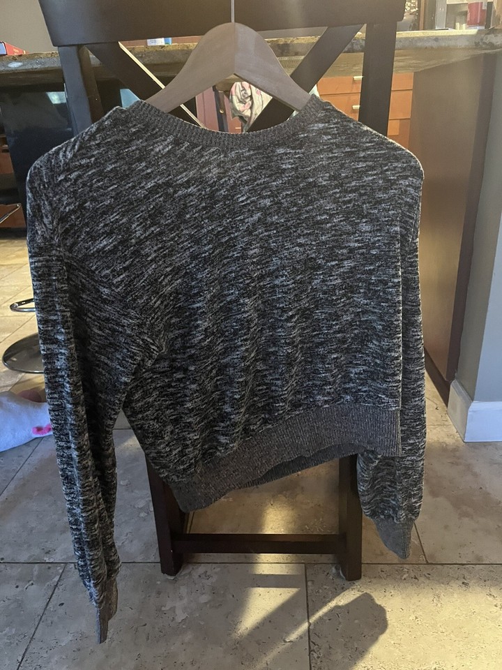 Colsie Lounge Top Women Large Charcoal Gray Cropped Sweater Relaxed Fit ...