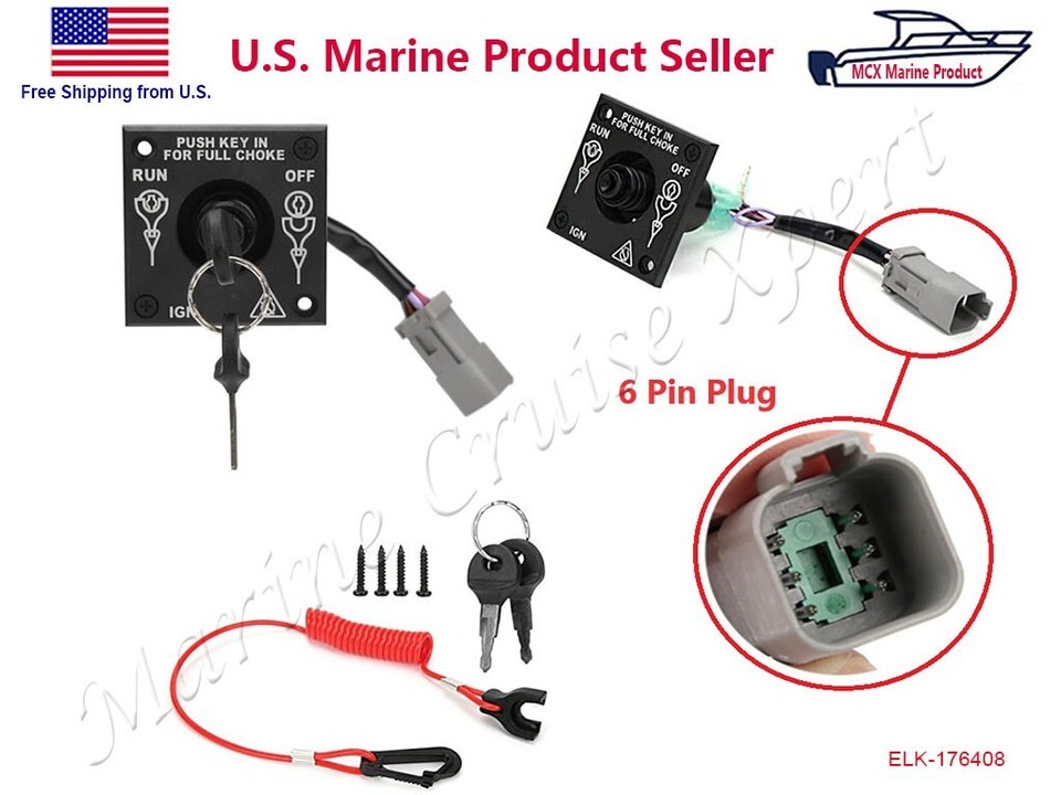 Evinrude Johnson OMC BRP Ignition Safety Cut Off Key Switch 176408 ...