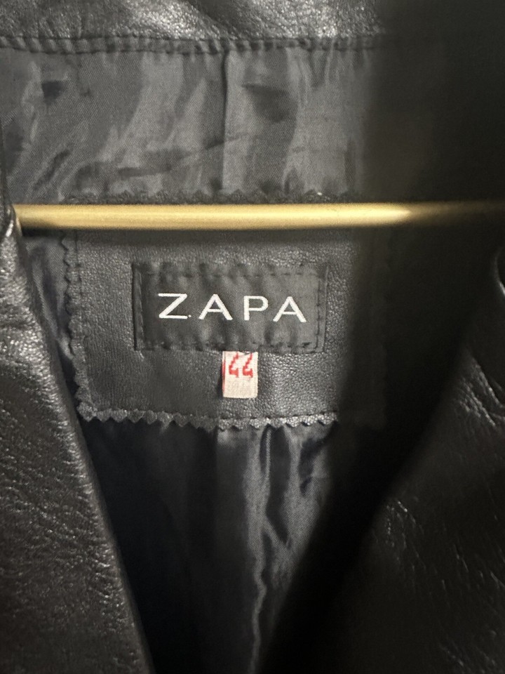Zapa Paris Buttery 100% Leather Blazer Jacket Black Button Up M 38 Bust ...