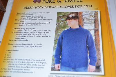 Knitting Pure & Simple Pattern 1110 Bulky Neck Down Pullover for Men 42 ...