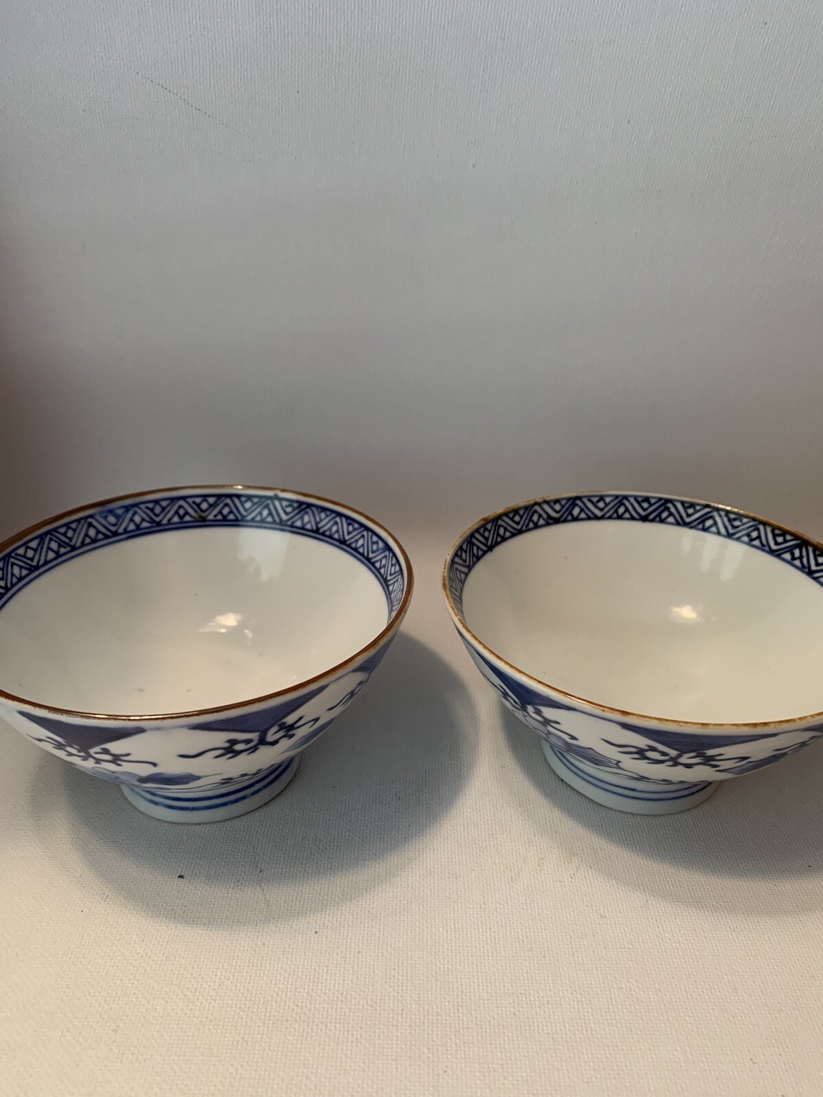 Vintage Japanese Rice Bowl Set of 2 Porcelain Blue & White | eBay