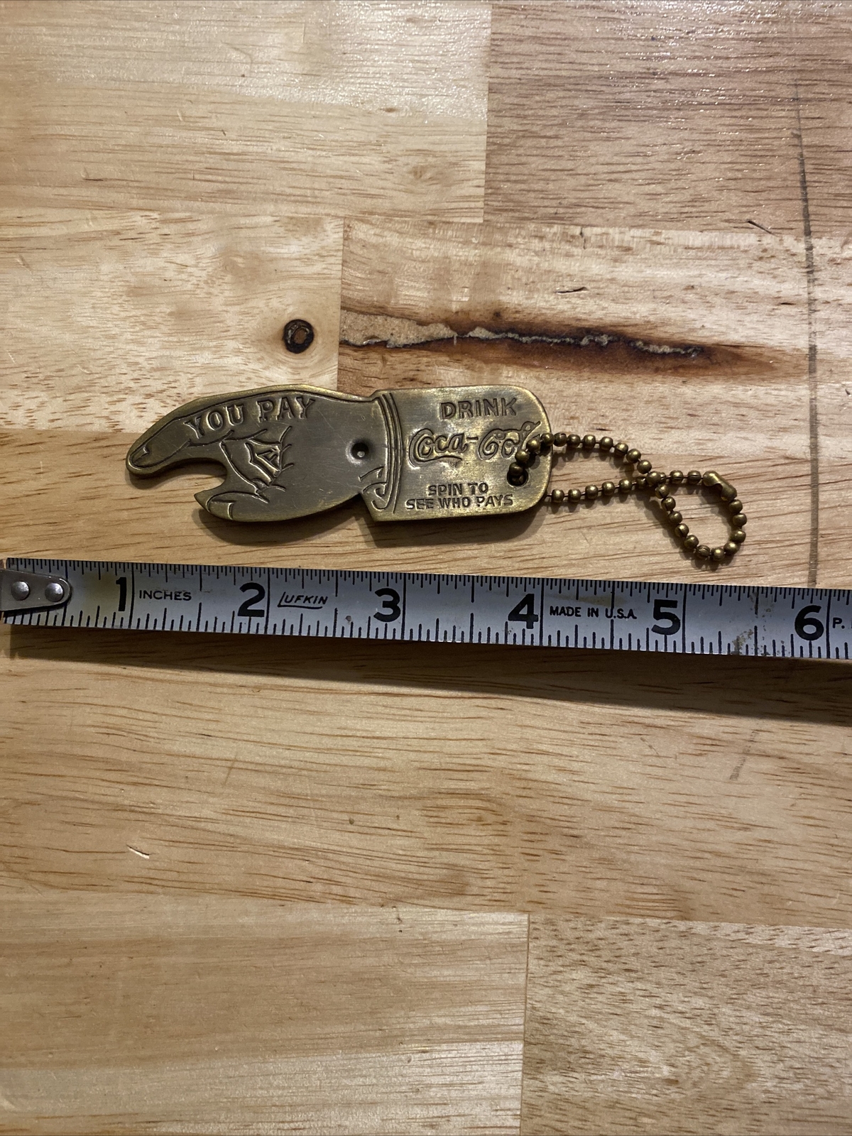 Coca Cola Bottle Opener Solid BRASS Keychain Tool Patina Coke Pepsi ...
