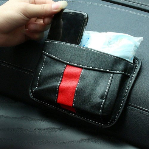 1x Universal PU Leather Car Interior Phone Storage Bag Organizer Car ...