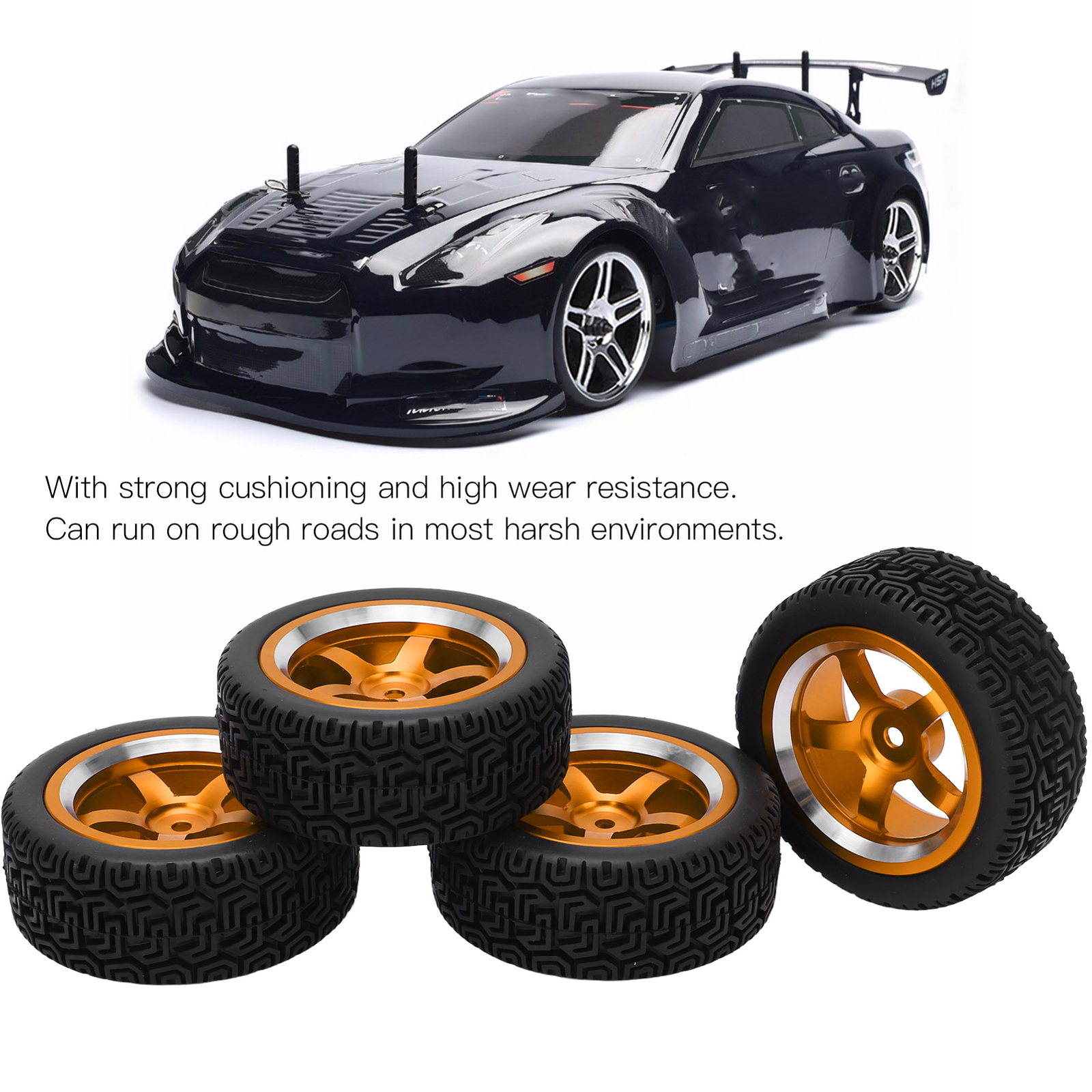 4Pcs RC Car Tire 1/10 Aluminium Alloy 5 Poke Wheel Accessory Set Kit ...