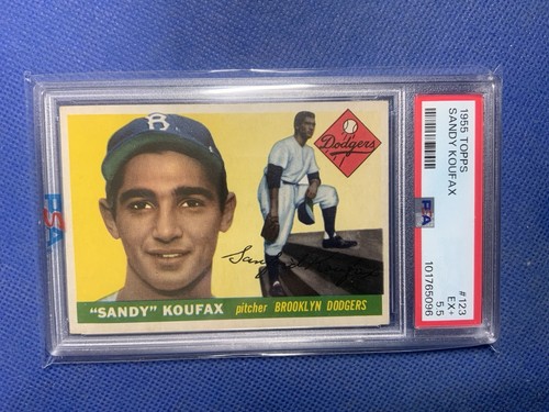 1955 SANDY KOUFAX TOPPS #123 ROOKIE CARD HOF BROOKLYN DODGERS RC PSA 5. ...