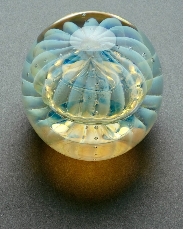 1984 Signed Robert Eickholt Double Jellyfish & Bubble Studio Glass ...