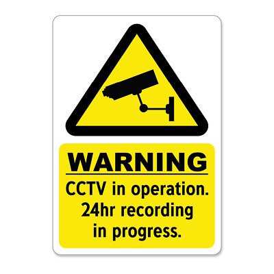 CCTV Camera WARNING Security Protection Metal Aluminium gloss Plaque ...