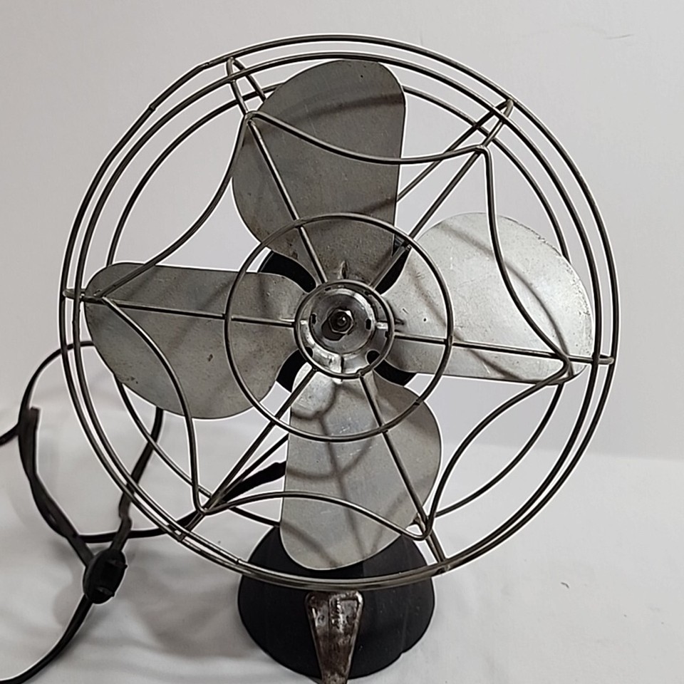 Vintage BERSTED Eskimo Black Chrome Metal Desk Table Fan 8” Model 1100J ...