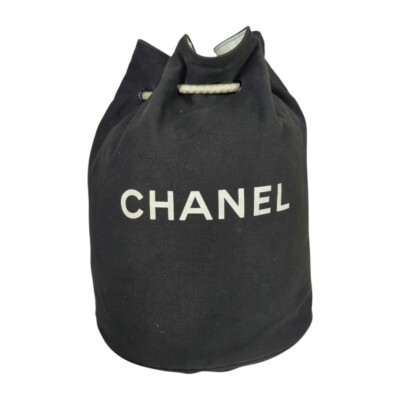 Authentic Chanel Black Drawstring Novelty Pool Bag/Backpack from Japan ...