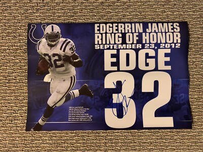 Edgerrin James Signed Indianapolis Colts Poster Autographed Ring Of ...