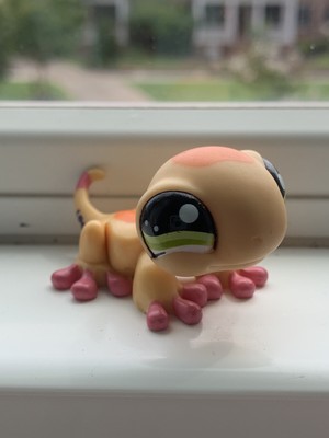 2007 Hasbro Littlest Pet Shop LPS #1365 Orange Pink Footed Gecko Lizard ...