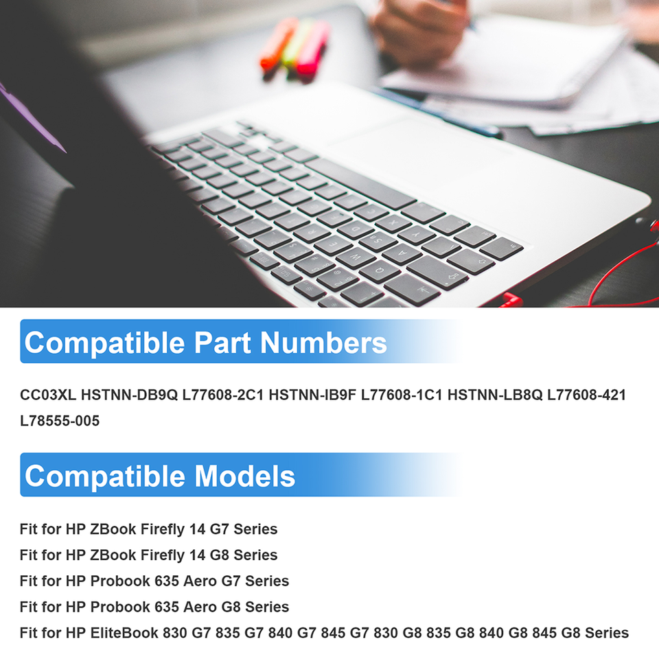 CC03XL Battery For HP EliteBook 830 835 840 845 G7/G8 HSTNN-DB9Q L78555 ...