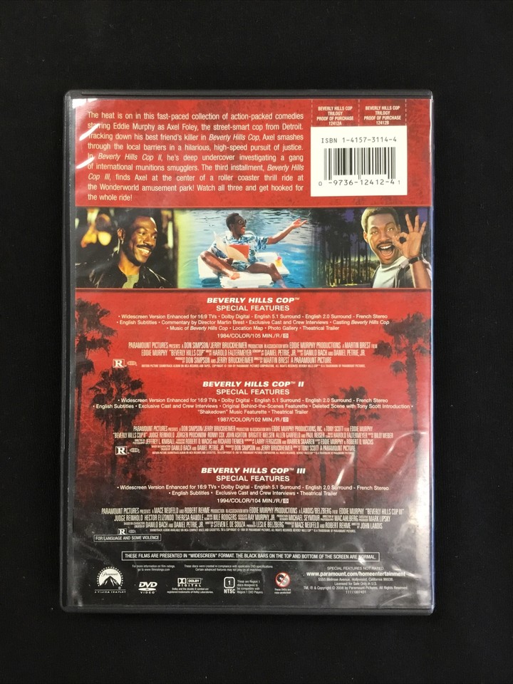 Beverly Hills Cop Collection 1/2/3 THE TRILOGY (DVD, 3 DISC) EDDIE ...