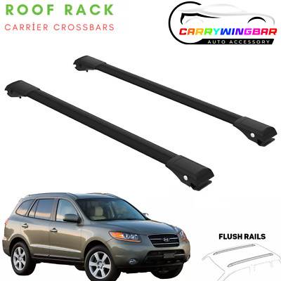 Fits Hyundai Santa Fe CM 2005-2012 Flush Roof Racks CrossBars Black ...