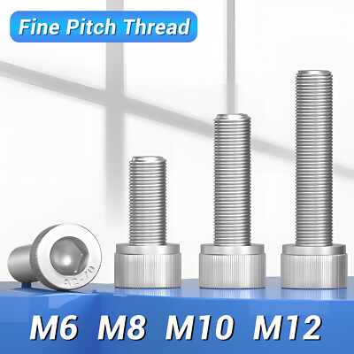 M6 M8 M10 M12 Fine Pitch Thread Socket Cap Head Screws Allen Key Bolts ...