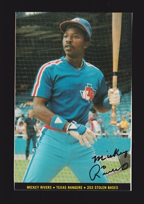 1983 Mickey Rivers TEXAS RANGERS UNSIGNED 3-1/2 x 5-1/4 PHOTO CARD #1 ...