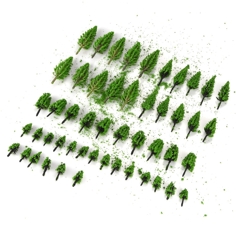 50Pack Plastic Miniature Trees Model For DIY Green Scenery Landscape ...