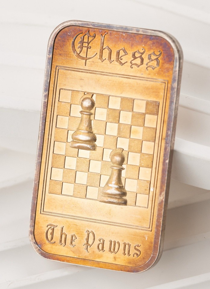 SIX One Ounce Chess Themed Silver Bar Madison Mint 1oz King Bishop Rook ...