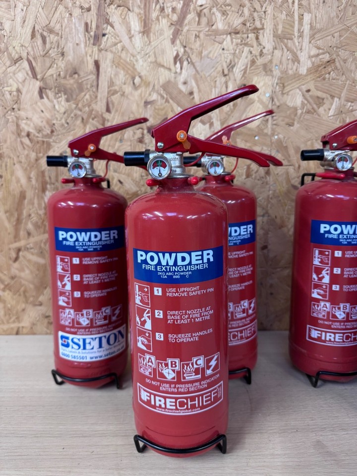 6 x 2kg ABC Powder Fire Extinguishers Fully Charged & Wall Brackets ...