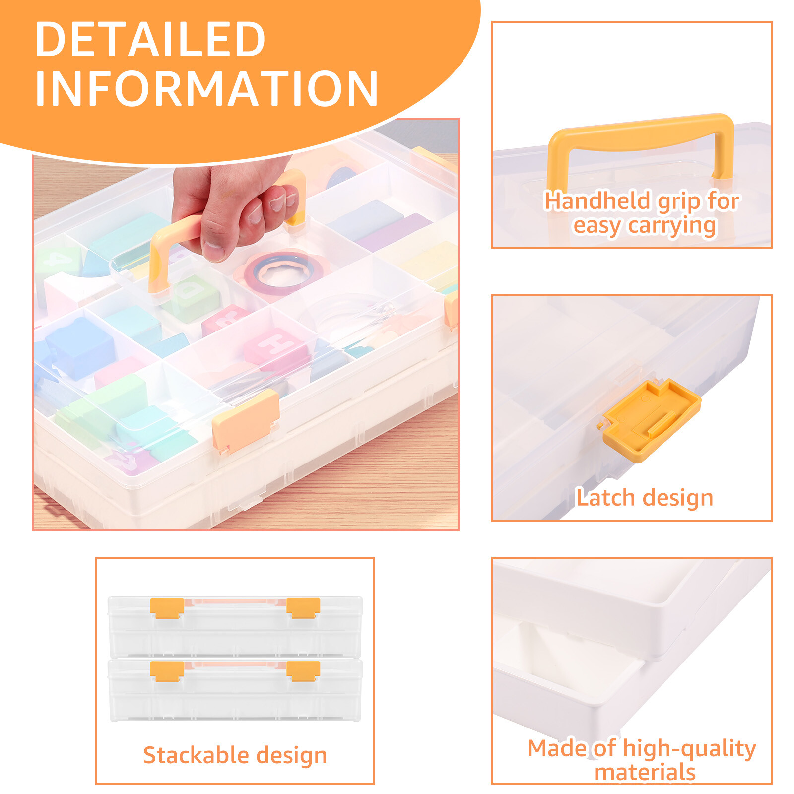 Kid Building Block Storage Box Clear Plastic Storage Box with 2 ...