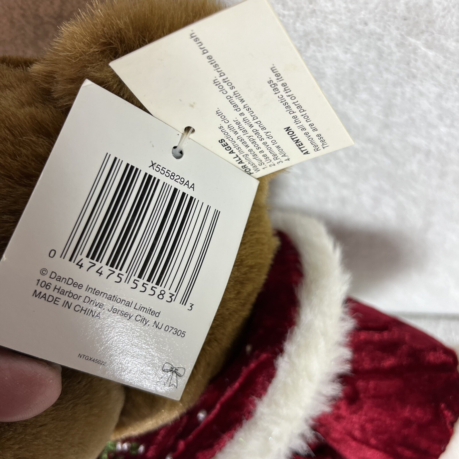 Teddy Bear with Tags 13" Snowflake Friends Tan Brown Red Santa Suit ...