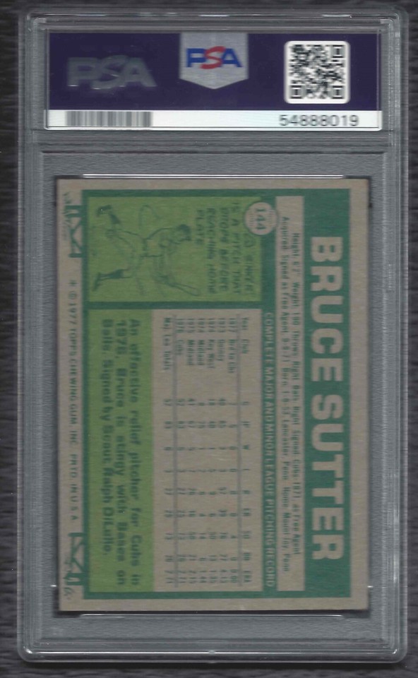 1977 Topps Bruce Sutter Vintage Rookie Baseball Card RC #144 Cubs HOF ...