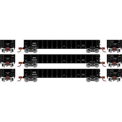 Athearn ATH8379 52' Mill Gondola - CEFX (3) RTR Freight Cars HO Scale ...