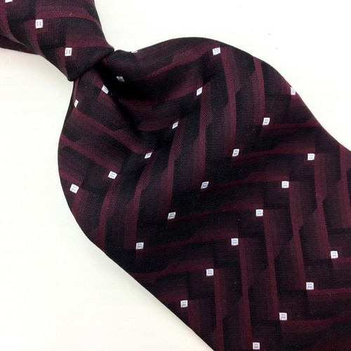 J. Ferrar Tie Brown Black Silver Silk Necktie Woven Zigzag Geometric # ...