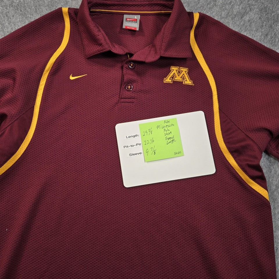 Minnesota Golden Gophers Polo Shirt Mens Large Red NCAA Football Nike ...