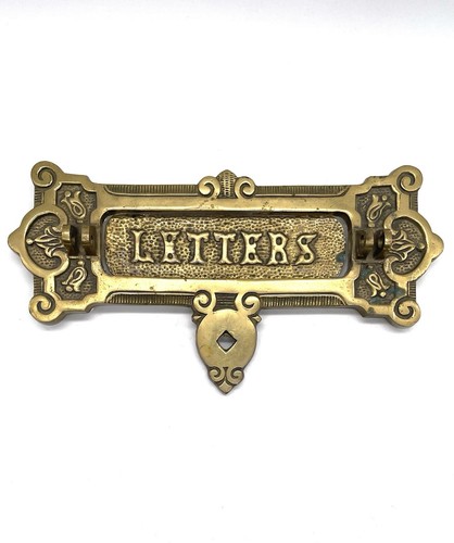 Antique Brass Victorian Letters Mail Slot Early Ornate Door Salvage ...